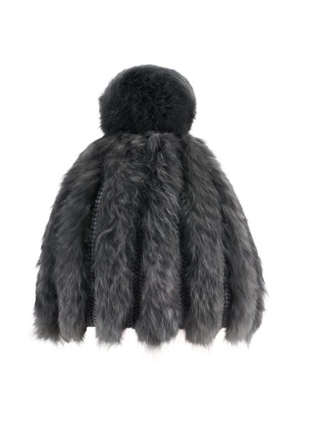 Women's grey fur cap CZADF-0034-94(Z25) | OCHNIK