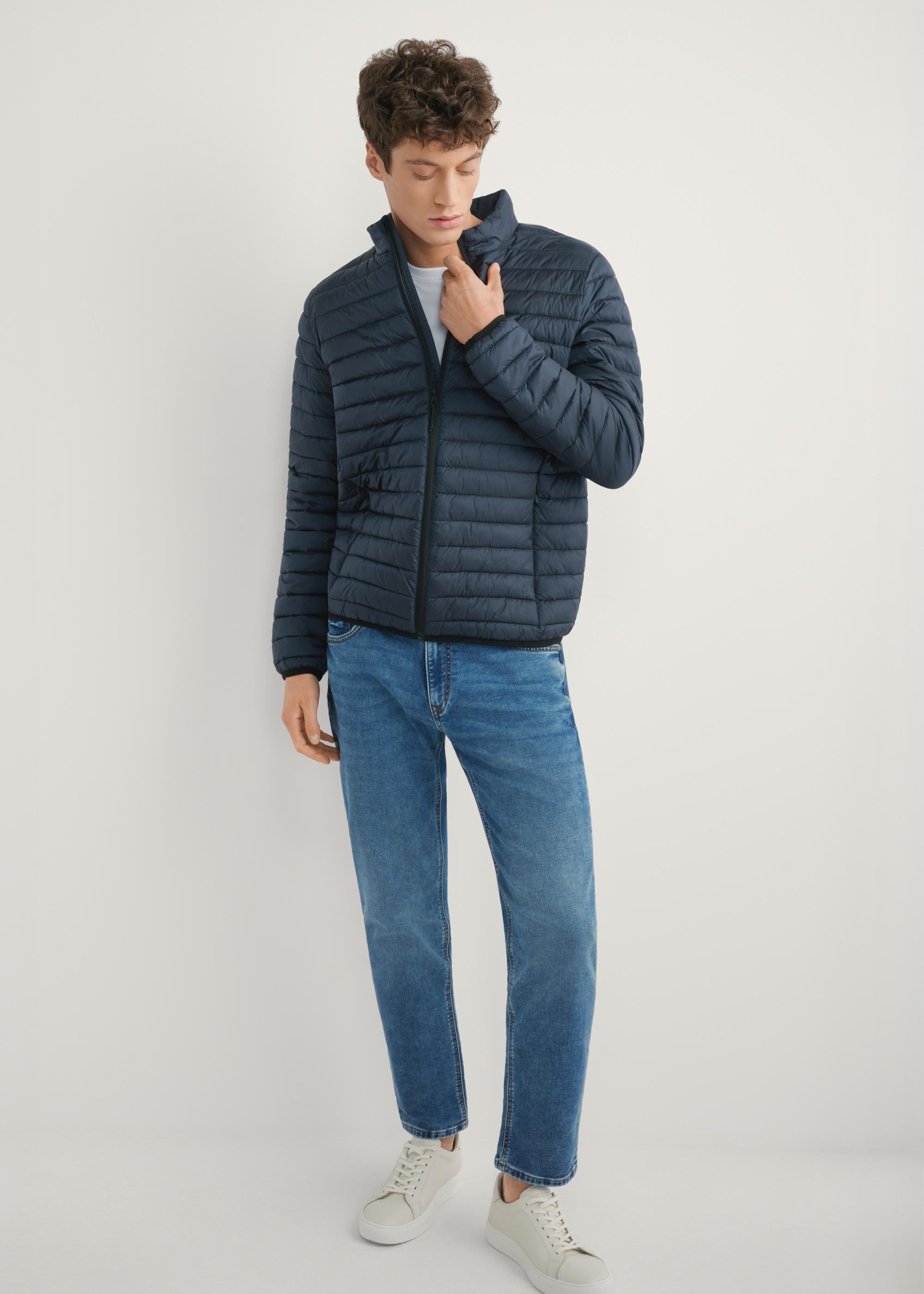 Navy blue men's quilted jacket KURMT-0421-7D(W26) | OCHNIK