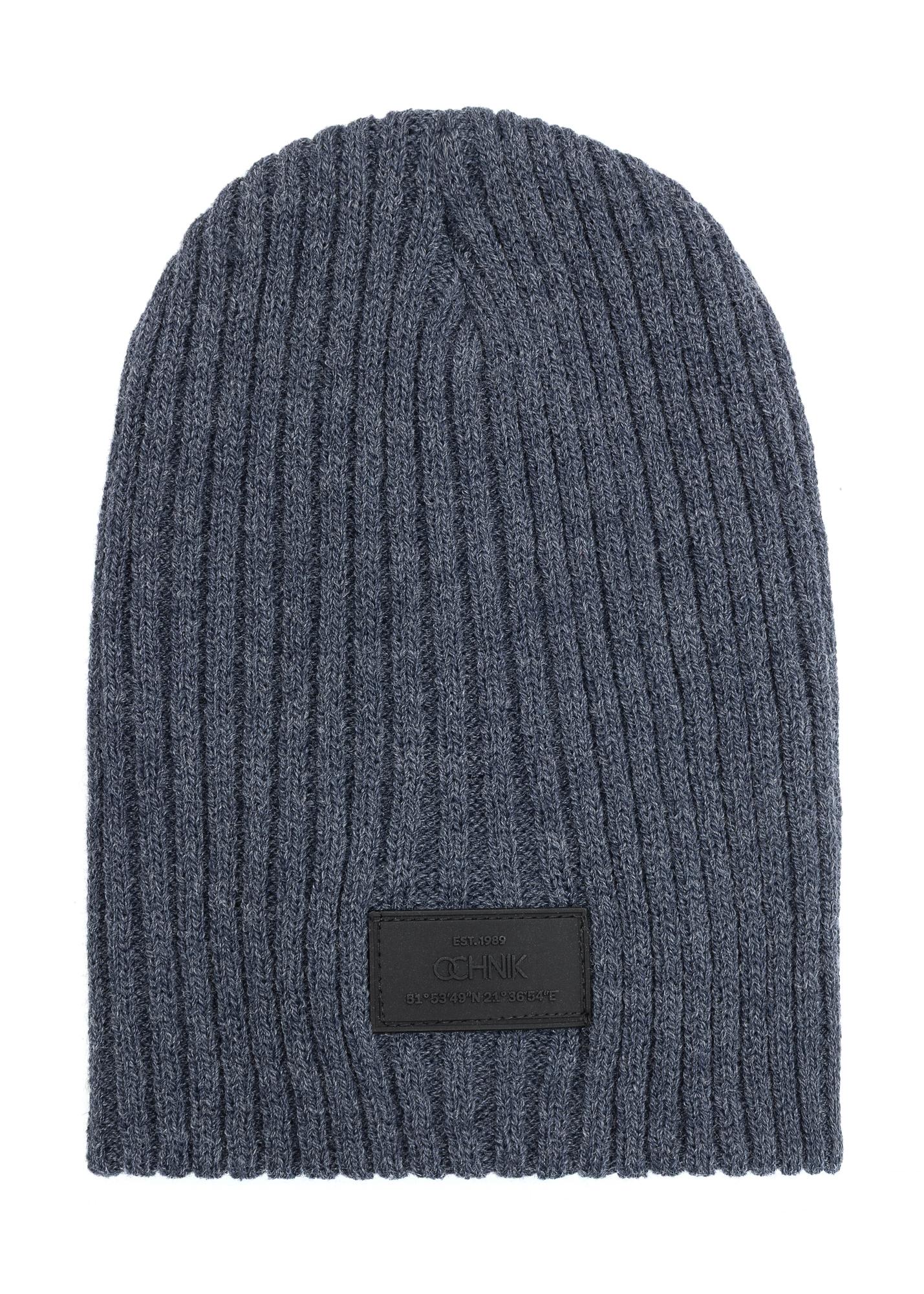 Men's navy blue winter cap CZAMT-0011-69(Z25) | OCHNIK